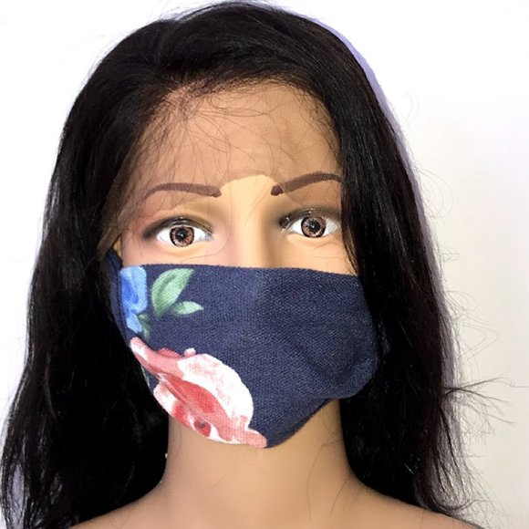 Other | Handmade Fabric Blue Floral Layer Face Mask | Poshmark